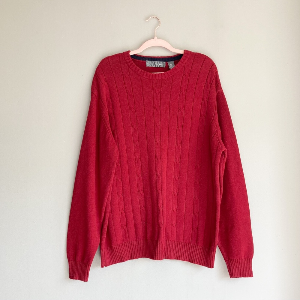 Oscar De La Renta Red Cable Knot Sweater - Gem